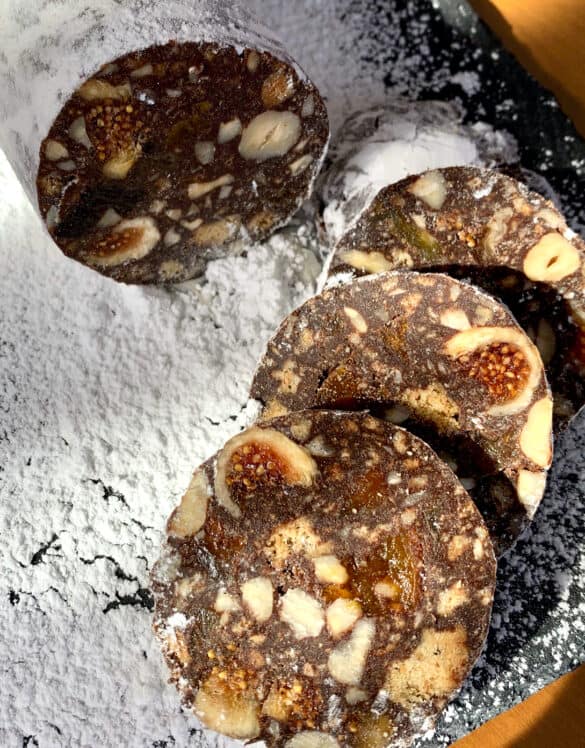 Greek Chocolate Salami with Dried Fruits and Nuts (Kormos) - Vicki's ...