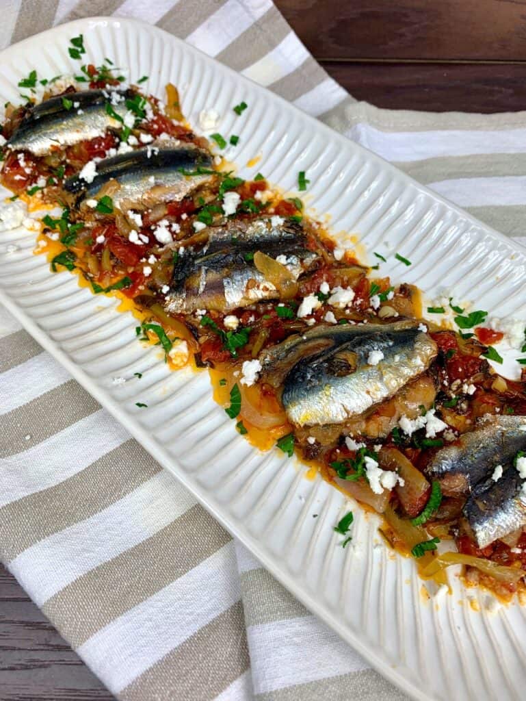Greek stuffed sardines ('Married' sardines) - Vicki's Greek Recipes